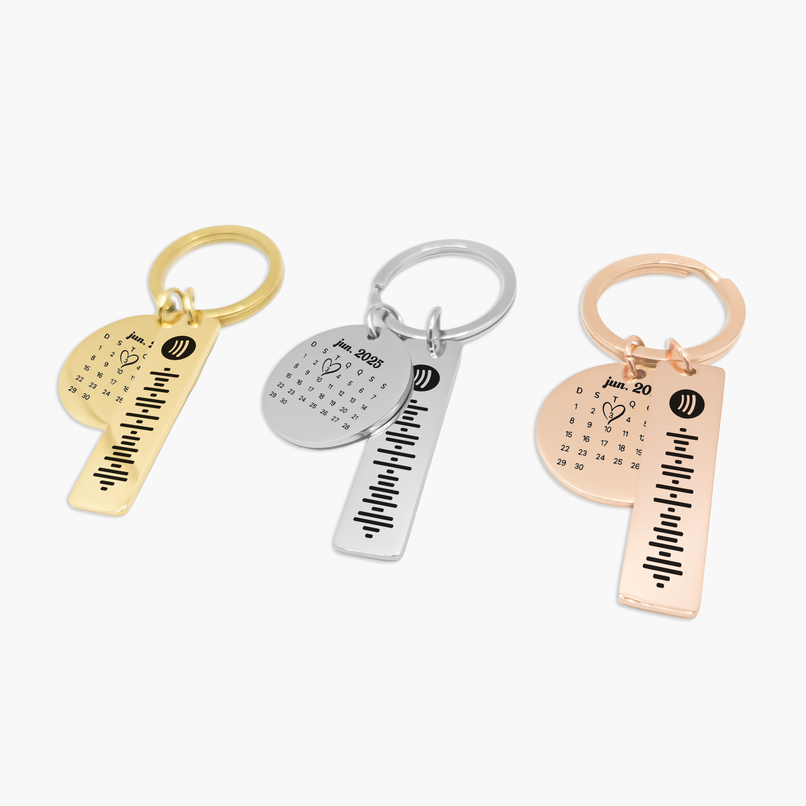 Chaveiro de Calendário + QR Code Spotify Personalizado em Aço Inox Pre ...