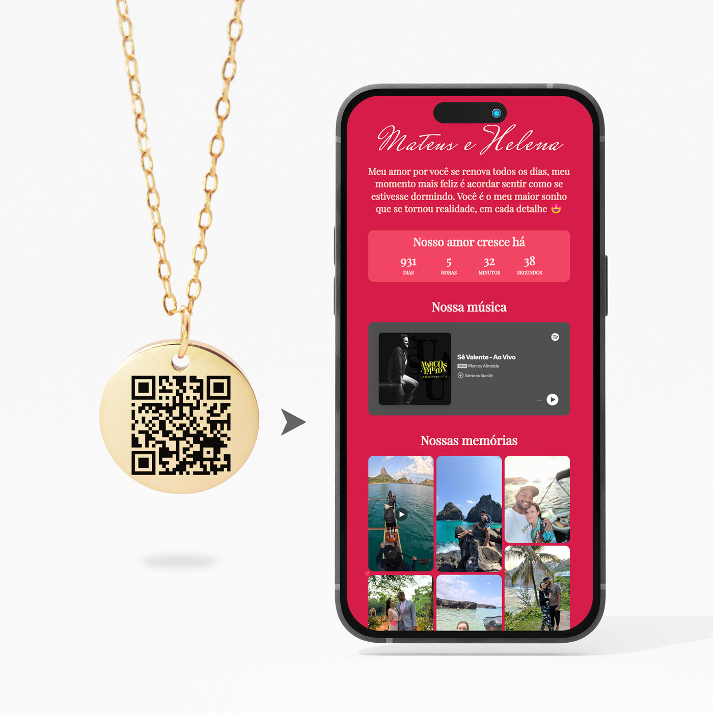 Colar com QR Code da sua Página Personalizada em Aço Inox Premium – Milie